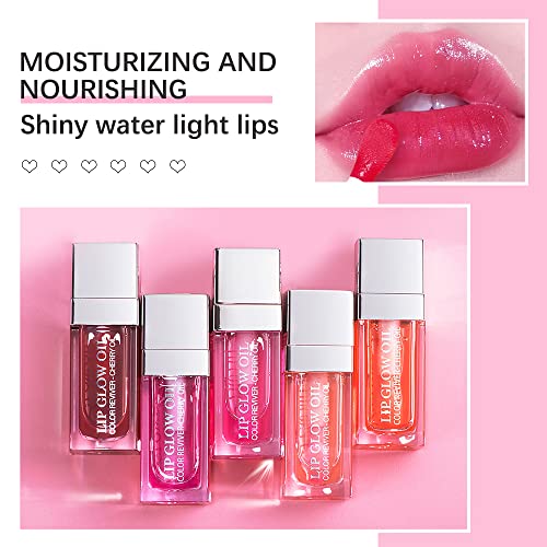 Plumping Lip Oil, Long Lasting Hydrating Gloss Tinted Balm Non-sticky Revitalizing, Tinting Care Oil for Dry (CHERRY)