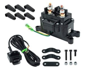 12v winch solenoid relay contactor & winch rocker thumb switch combo with handlebar control kit compatible with atv utv 1500lb-5000lb polaris 800 1000 63070,62135, 74900, 2875714, 70715 zjwaqh