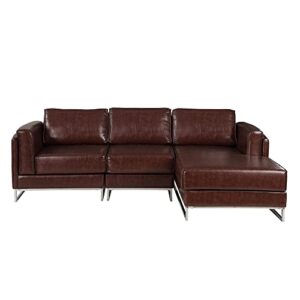 Farati Luxury Sectional Couch L-Shape Leather Sofa with Right Chaise, PU Leather Modern Solid Wood Frame Couch for Living Room