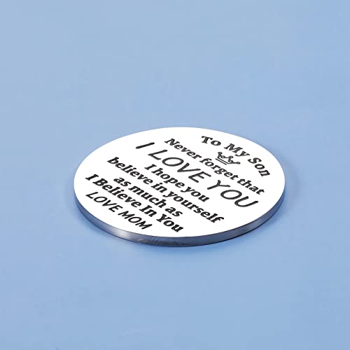 Inspirational Gift for Son Pocket Hug Token to Kids Valentines Day Christmas Birthday Gifts for Boys Teens Stocking Stuffers Present From Mom Dad Back to School Keepsakes Never Forget That I Love You