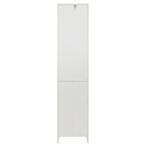 Quimoo Bathroom Cabinet, Storage Cabinet with 2 Doors & LED Sensor Light, Tall Bathroom Storage Cabinet with 3 Adjustable Shelves, Linen Tower Floor Cabinet for Living Room, Bedroom, White