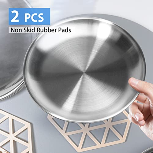 Stainless Steel Cat Dishes for Food and Water Bowls for Small Pets Relief of Whisker Fatigue -2 Sets Shallow Style