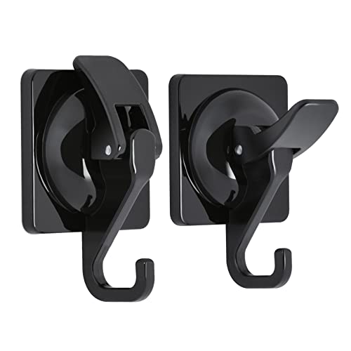 YSSILADI Shower Suction Cup Hooks, 2 Garland Hooks, Matte Black Decorative Hooks, Waterproof Towel Hooks, Removable Shower Wall Hooks, 15lb Command Hooks, Reusable Robe Hooks