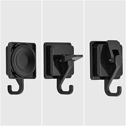 YSSILADI Shower Suction Cup Hooks, 2 Garland Hooks, Matte Black Decorative Hooks, Waterproof Towel Hooks, Removable Shower Wall Hooks, 15lb Command Hooks, Reusable Robe Hooks