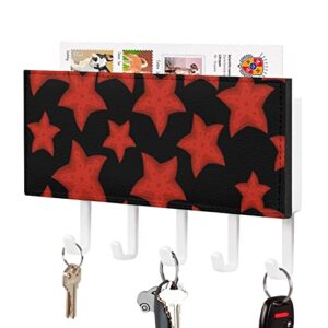 red starfish pu leather wall mounted key hook organizer hanging key holder decoration