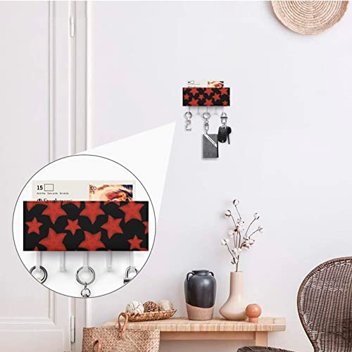 Red Starfish PU Leather Wall Mounted Key Hook Organizer Hanging Key Holder Decoration