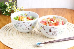 シミズ陶業(shimizutougyou) shimizu pottery herb forest snoopy bowl, set of 2, white