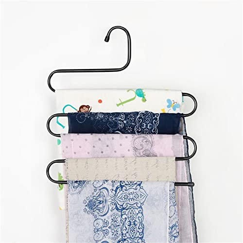 Pants Hanger Multi-Layer Non-Slip S-Shape Trousers Hangers Stainless Steel Clothes Hanger Closet Storage Organizer for Tie Scarf Jeans Pants(5-Layer,1 Pack)