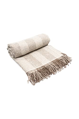 KHUSCO | 100% Alpaca Throw Blanket Serenity | 71" L x 51" W | Warm Peruvian Cozy, Lightweight for Home and Travel | Sand.