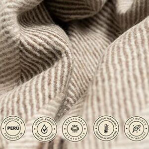 KHUSCO | 100% Alpaca Throw Blanket Serenity | 71" L x 51" W | Warm Peruvian Cozy, Lightweight for Home and Travel | Sand.