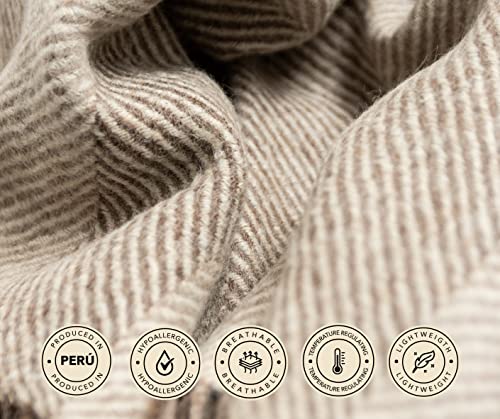 KHUSCO | 100% Alpaca Throw Blanket Serenity | 71" L x 51" W | Warm Peruvian Cozy, Lightweight for Home and Travel | Sand.