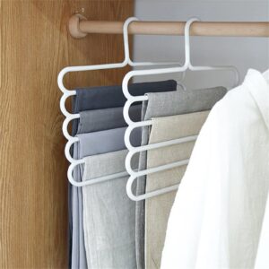 4Pack Pants Hangers Space Saving Multifunctional Hanger Scarf Storage Hanger Closet Storage Organizer for Tie Scarf Jeans Pants(5-Layer)