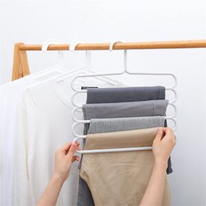 4Pack Pants Hangers Space Saving Multifunctional Hanger Scarf Storage Hanger Closet Storage Organizer for Tie Scarf Jeans Pants(5-Layer)