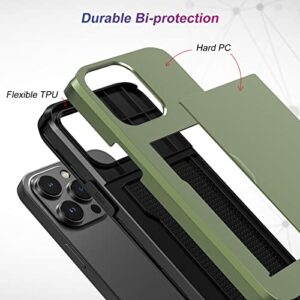 Arichoe for iPhone 14 Pro Wallet Case with Card Holder Heavy Duty Protective Wallet Case with [2 Pack] Screen Protector Shockproof Hidden Card iPhone 14 Pro Wallet Case for Women Men Green