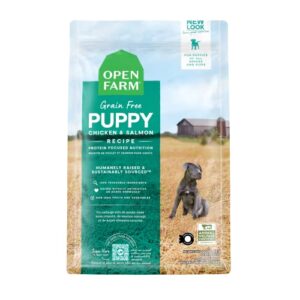 open farm puppy grain-free dry dog food, 100% humanely raised meat recipe for puppies with non-gmo superfoods and no artificial flavors or preservatives, 4 lbs