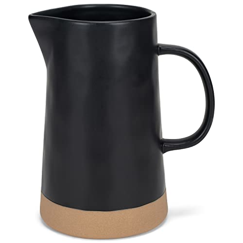 Nat & Jules Large Raw Bottom Matte Black 48 ounce Ceramic Pitcher Jug