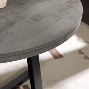 Walker Edison Rustic Solid Wood Distressed Round Kitchen Dining Room Table, 42 Inch, Grey