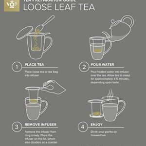 Teabloom Double-Wall Heatproof Glass Mug with Stainless Steel Infuser and White Lid – 15 OZ / 430 ML – 2 Blooming Teas Included