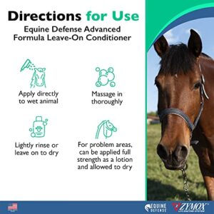 Zymox Equine Defense Advanced Formula Leave-On Conditioner, 12oz. – Horse Coat Care: Detangles, Soothes, & Moisturizes Skin, Mane & Tail