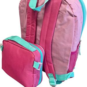 Fast Forward Stitch and Angel 15 Inch Kids Backpack With Removable Lunch Box (Pink-Aqua)