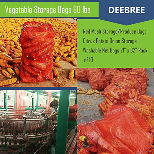 Deebree Extra Large Mesh Storage Produce Bags Reusable Vegetable Storage Bags 60 lbs Onion Storage Washable Net Bags 21” x 32” Pack of 10