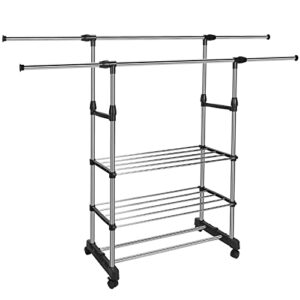 imountek garment shelf extendable garment hanging rack