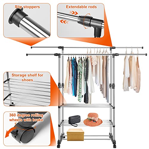 iMounTEK Garment Shelf Extendable Garment Hanging Rack