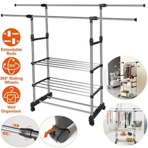 iMounTEK Garment Shelf Extendable Garment Hanging Rack