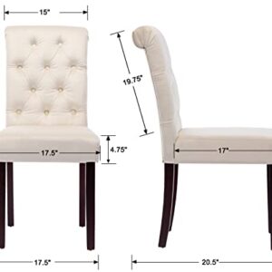 chairus Dining Chairs Set of 6 Mid Century Modern Living Room Chairs with Button Tufted High Back Velvet Armless Chair Comfy Upholstered Side Chairs for Kitchen/Restaurant/Bedroom, Cream White