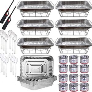 Chafing Dish Buffet Set Disposable | Buffet Servers and Warmers, Buffet Serving Kit | Includes Chafing Fuel, Wire Racks, Foil Pans Full Size, 9x13 Aluminum Pans Disposable, Serving Utensils| 50 Pieces