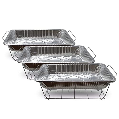 Chafing Dish Buffet Set Disposable | Buffet Servers and Warmers, Buffet Serving Kit | Includes Chafing Fuel, Wire Racks, Foil Pans Full Size, 9x13 Aluminum Pans Disposable, Serving Utensils| 50 Pieces