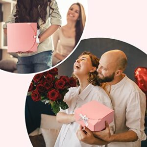 HYMENEX 12pcs gift boxes with Lids, Bridesmaid Proposal Box Pink , 8x8x4 inches with Ribbon for Presents Weddings Gift Chocolate Cupcake Crafting (Pink)