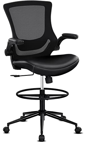 Misolant Drafting Chair, Tall Office Chair for Standing Desk, Office Chair Ergonomic Desk Chair with Height, Adjustable Lumbar Support and Footrest, Tall Adjustable Office Chair, (Black)