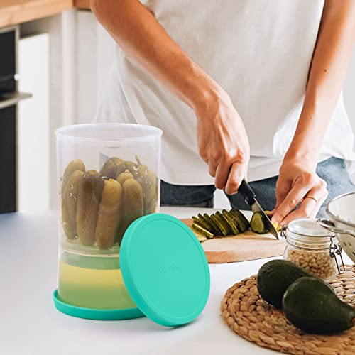 FORTIDY Pickle Jar/Container with Strainer Flip & Label – 47 oz Large Airtight Storage, Wide Mouth, BPA Free, Dishwasher Safe, Goodbye Juice Finger, Kitchen Organization Must-Have Versatile Food Saver