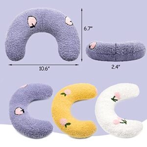 ucho Pillow for Cats, Ultra Soft Fluffy Pet Calming Toy Half Donut Cuddler, U-Shaped Pillow for Pet Cervical Protection Sleeping Improve- Purple