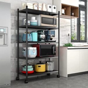 n/a storage rack metal storage rack with wheels adjustable shelves kitchen pantry closet stand (color : a, size : 160cm*50cm)