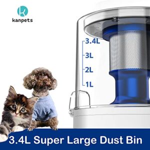 kanpets Dog Vacuum for Shedding with Max 3.4L Dust Bin, Indoor Clipper Kit, Hyper-Power but Super Quiet, 4 Professional Grooming Tools, Gift for Cat Pets Hair (Green)