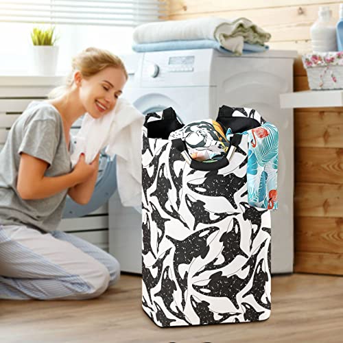 xigua Killer Whale Large Laundry Basket Hamper, Waterproof Collapsible Dirty Clothes Organizer Bag with Handles Laundry Storage Bins for Bathroom, College Dorms, Bedroom