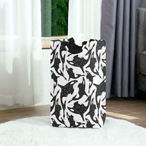 xigua Killer Whale Large Laundry Basket Hamper, Waterproof Collapsible Dirty Clothes Organizer Bag with Handles Laundry Storage Bins for Bathroom, College Dorms, Bedroom