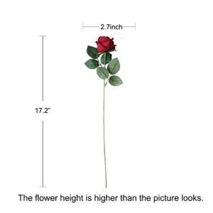 HENJADE Single Flannel Rose Flower Day Wedding Guide Flower Hotel Decoration Flower Artificial Flower Artificial Silk Flower (Brilliant Red )