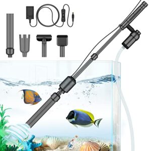 akkee electric aquarium gravel cleaner vacuum, fish tank cleaner 6 in 1 automatic water changer filter for washing sand removable siphon vacuum gravel cleaner 18w ip68 waterproof safer black style