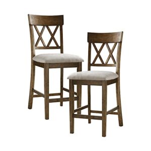 lexicon baronscourt cross back counter height chair (set of 2), light oak