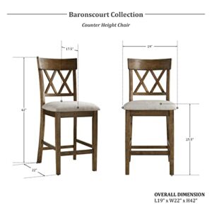 Lexicon Baronscourt Cross Back Counter Height Chair (Set of 2), Light Oak