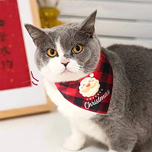 IDOLPET Dog Christmas Outfit Bandanas Hat Classic Plaid Pet Dog Christmas New Year Holiday Bandana Scarf Triangle Bibs Kerchief Costume Accessories for Small Medium Large Dogs Cats Pets (Red)…