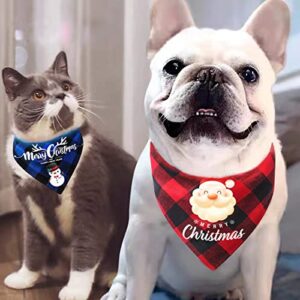 IDOLPET Dog Christmas Outfit Bandanas Hat Classic Plaid Pet Dog Christmas New Year Holiday Bandana Scarf Triangle Bibs Kerchief Costume Accessories for Small Medium Large Dogs Cats Pets (Red)…