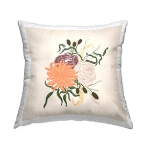 stupell industries blooming flower bulbs mixed botanical arrangement design by birgit maria kiennast throw pillow, 18 x 18, beige