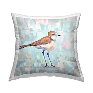 stupell industries small brown bird pastel blocked background design by jeanette vertentes throw pillow, 18 x 18, multi-color