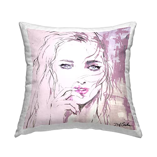 Stupell Industries Trendy Girl Pink Fashion Glam Style Design by Debi Coules Throw Pillow, 18 x 18, Purple