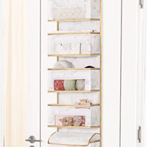 MYTHAUS Over Door Hanging Organizer - Wall Mount Closet Organizer 5-Shelf, Back of Door Bathroom Organizer with Clear Window,Storage for Baby Nursery/Pantry/Bedroom/Make up (White Marble)