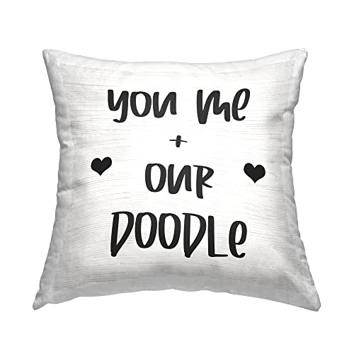 Stupell Industries Me & Doodle Dog Breed Family Phrase Design by Daphne Polselli Throw Pillow, 18 x 18, Beige